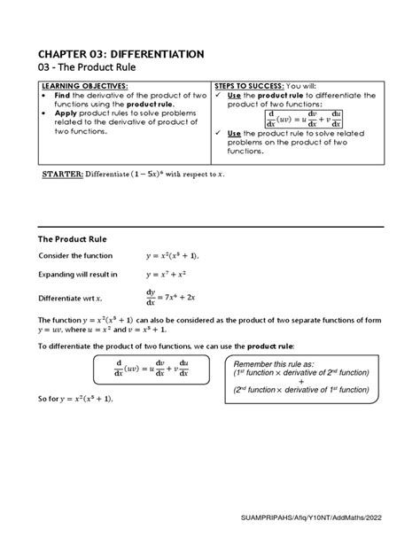 03 the product rule pdf derivative mathematical relations