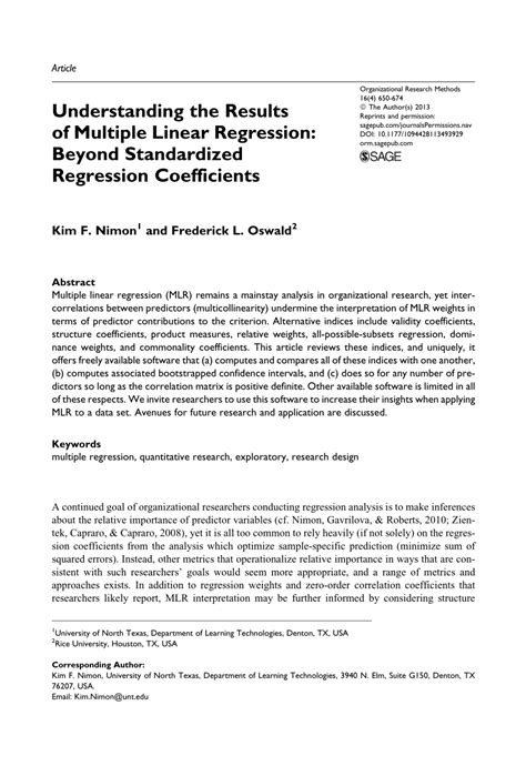 pdf understanding the results of multiple linear regression beyond standardized regression