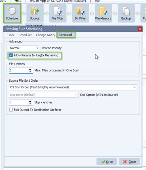 How To Use Parameters Within The Regex Rename Option