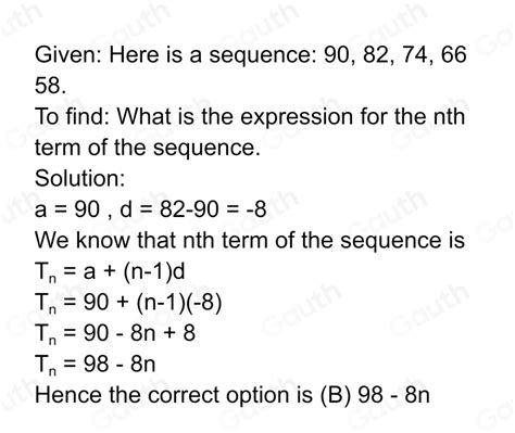 solved here is a sequence 9082746658 what is the expression for the nth term of the sequence