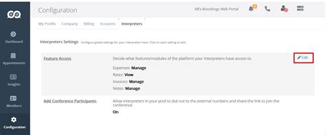 Configure Feature Access Interpreters Boostlingo