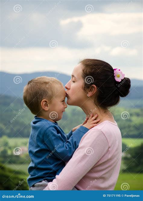 Mother Kissing Her Son Stock Image Image Of Love Cute 75171195