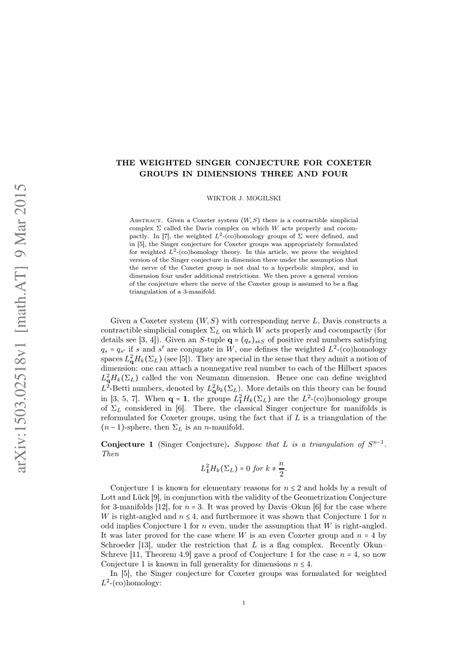 pdf the weighted singer conjecture for coxeter groups in dimensions three and four