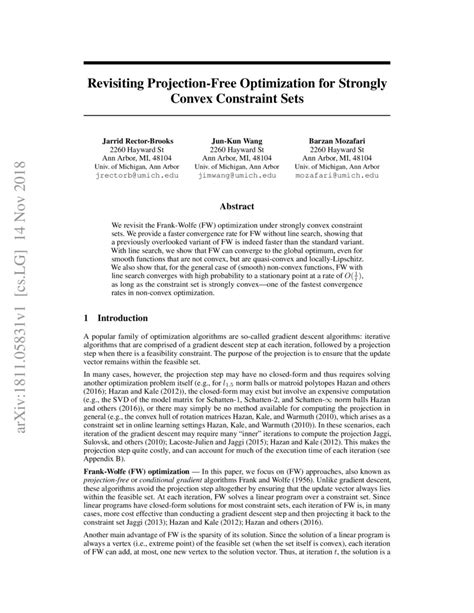 revisiting projection free optimization for strongly convex constraint sets deepai