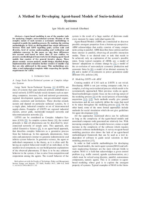 pdf a method for developing agent based models of socio technical systems amineh ghorbani