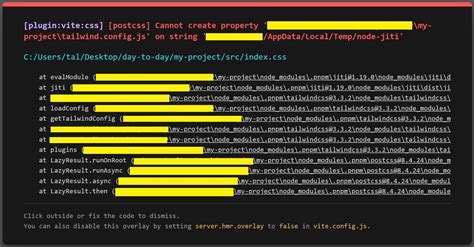 [postcss] cannot create property nfig js on string node jiti file index css