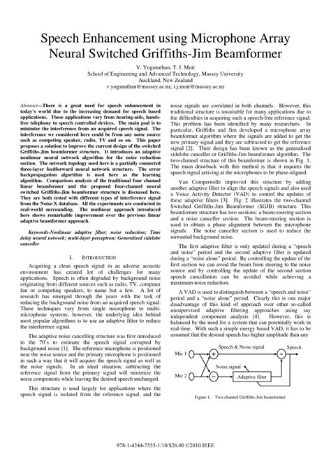 pdf speech enhancement using microphone array neural switched griffiths jim beamformer