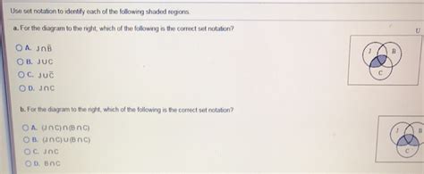 solved use set notation to identify each of the following