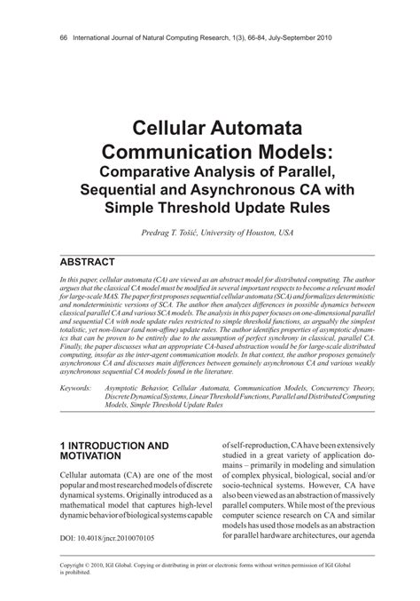 pdf cellular automata communication models comparative analysis of parallel sequential and