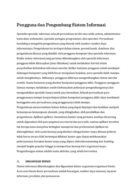 Pengguna Dan Pengemban Sistem Informasi PDF