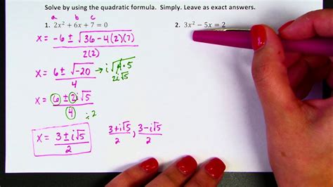 honors ch4 6 part b solving quadratic equations by the quadratic formula youtube