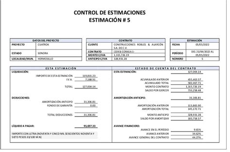 Ejemplo De Estimaciones De Obra En Excel Image To U