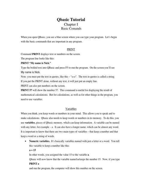 qbasic tutorial basic comands pdf control flow numbers