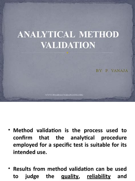 analytical method validation by p vanaja pdf verification and validation assay
