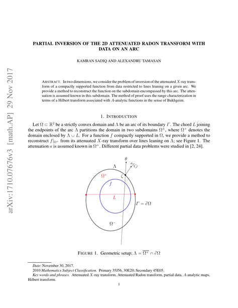 pdf partial inversion of the 2d attenuated radon transform with data on an arc