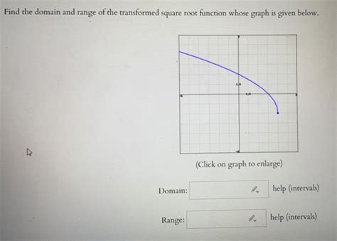 solved find the domain and range of the transformed square root function whose graph is given