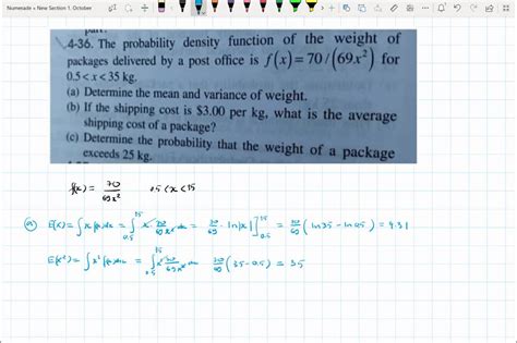 SOLVED 4 36 The Probability Density Function Of The Weight Of