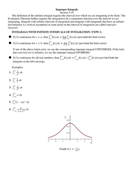 improper integrals lecture notes calculus ii math 1920 docsity