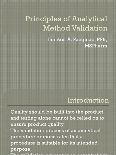 basic principles of analytical method validation pdf detection limit accuracy and precision