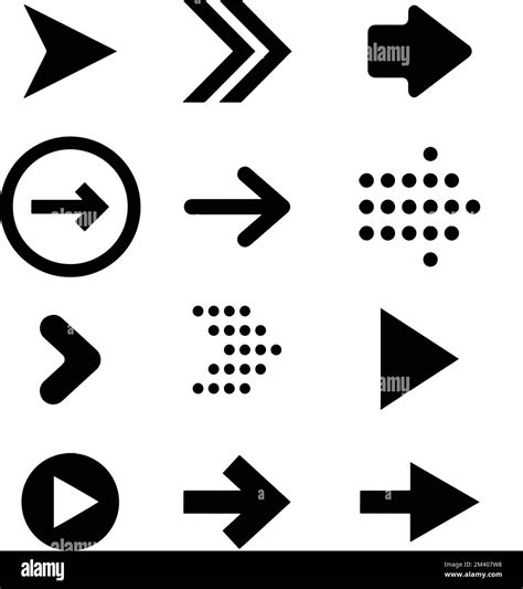 Set Arrow Symbol Icon Direction Position Indication Sign Stencil