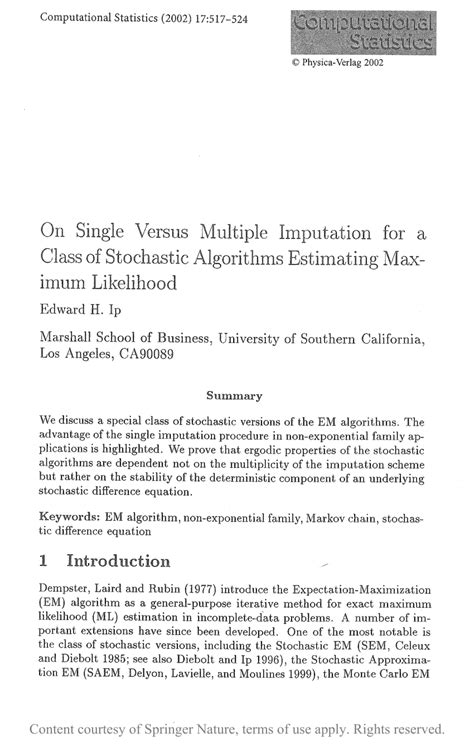 on single versus multiple imputation for a class of stochastic algorithms estimating maximum