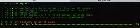 Failed Building JavaScript Bundles Stuck On 99 And Do Not Show The