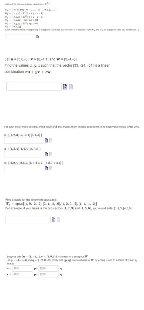 solved which of the following sets are subspaces of r3