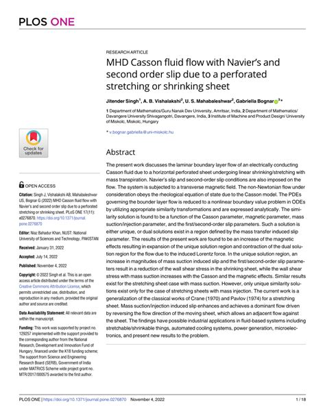 pdf mhd casson fluid flow with navier s and second order slip due to a perforated stretching