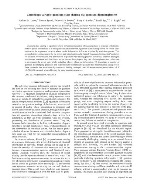pdf continuous variable quantum state sharing via quantum disentanglement dokumen tips