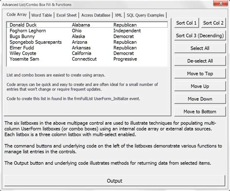 populate userform listbox combobox Á advanced functions