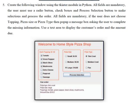 Solved Create The Following Window Using The Tkinter Module In Python