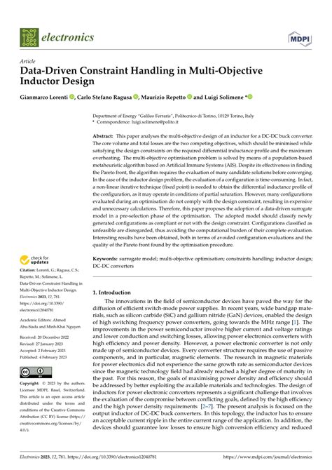 pdf data driven constraint handling in multi objective inductor design