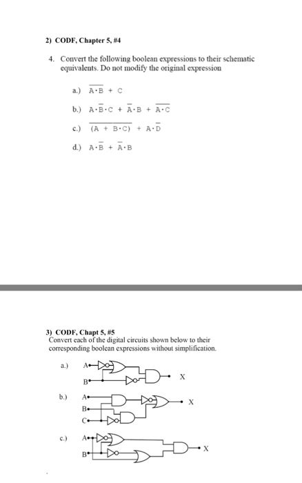 solved convert the following boolean expressions to their