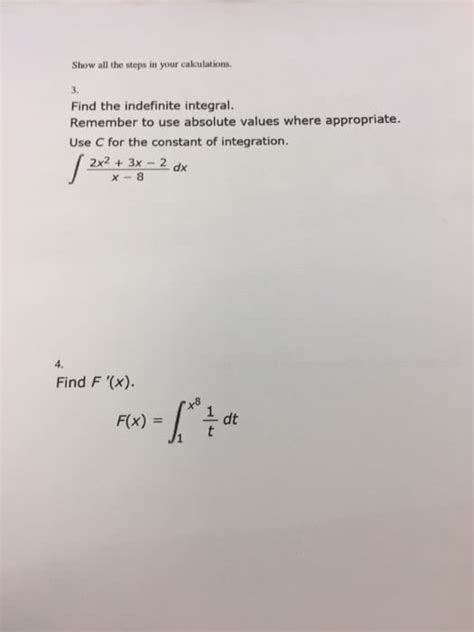 oneclass show all the steps in your calculations find the indefinite integral remember to use