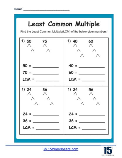 Least Common Multiples Worksheets 15 Worksheets Worksheets Library