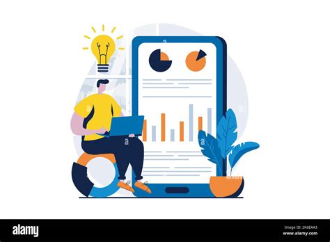 Data Analysis Concept With People Scene In Flat Cartoon Design Man
