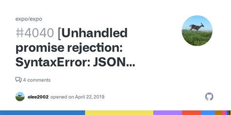 Unhandled Promise Rejection SyntaxError JSON Parse Error Unexpected