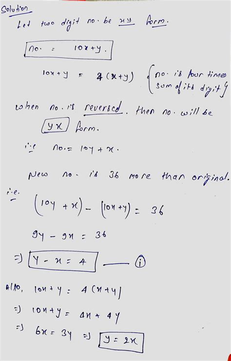 [solved] a two digit number is four times the sum of its digits the number course hero
