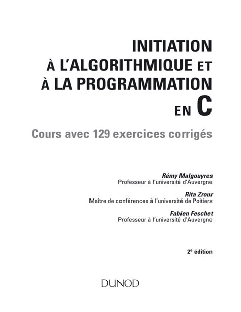 initiation à l`algorithmique et à la programmation en c fichier