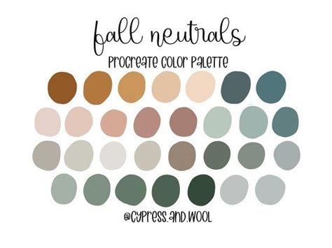 Neutral Fall Procreate Color Palette Color Swatches IPad Etsy Color