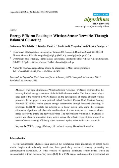 pdf energy efficient routing in wireless sensor networks through balanced clustering