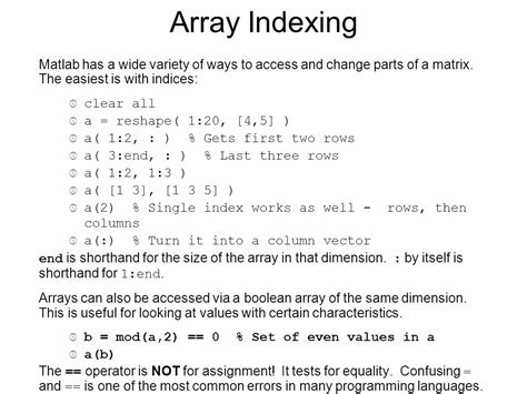 Arrays Manipulation And 2D Plots Generating Arrays Array Indexing