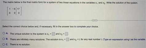 solved the matrix below is the final matrix form for a