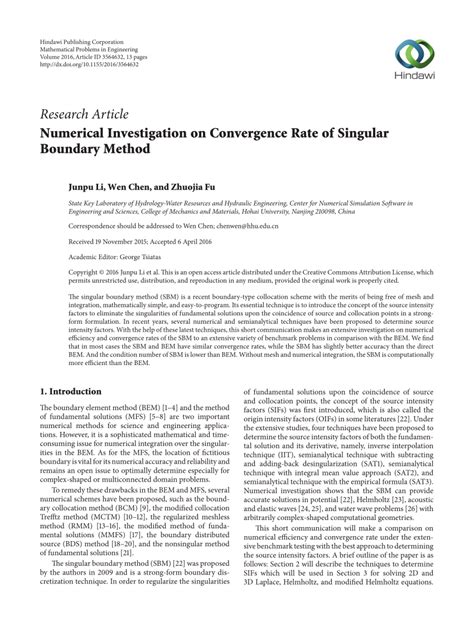 pdf numerical investigation on convergence rate of singular boundary method