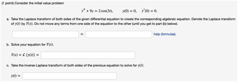 solved 1 point consider the initial value problem y 9y