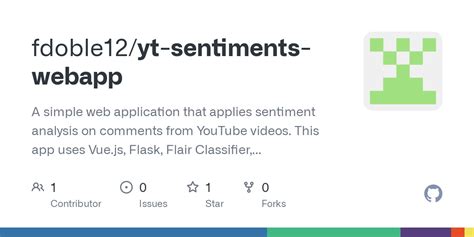 GitHub Fdoble12 Yt Sentiments Webapp A Simple Web Application That