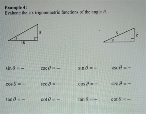 Solved Example 4 Evaluate The Six Trigonometric Functions Of The