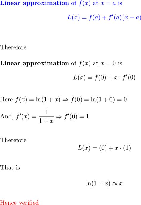 verify the given linear approximation at a 0 then determine quizlet
