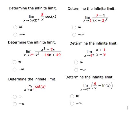 solved determine the infinite limit determine the infinite