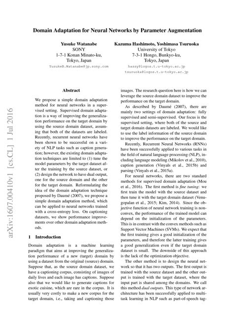 domain adaptation for neural networks by parameter augmentation deepai